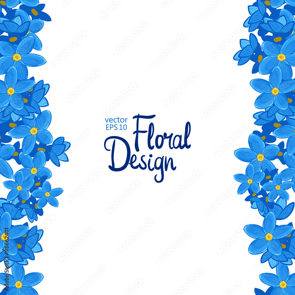 Vector border with forget-me-not flowers Stock Vector | Adobe Stock