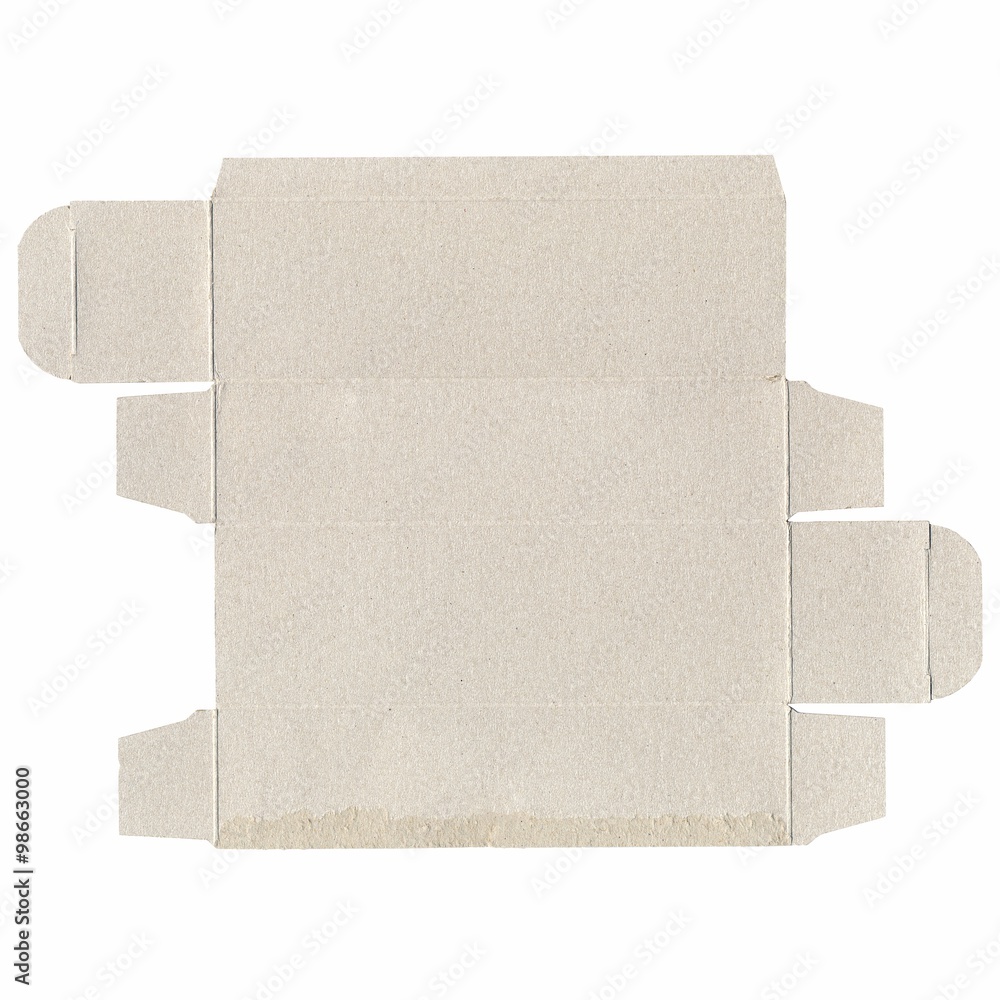 Cardboard box unfolded isolated over white Stock Photo | Adobe Stock