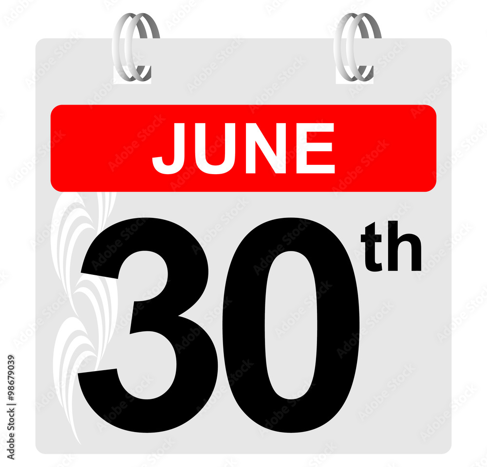 30th june calendar with ornament Stock Vector | Adobe Stock