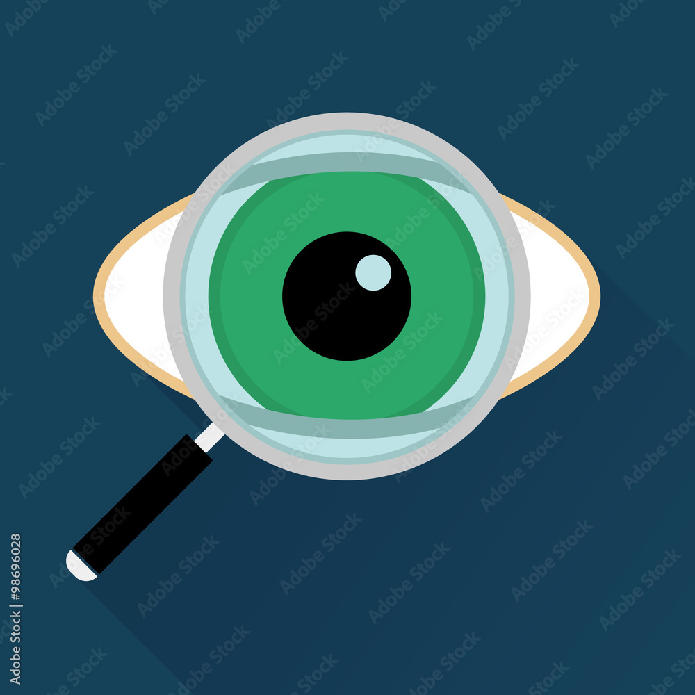 Ophthalmology color icon with eye and a magnifying glass Stock Vector ...