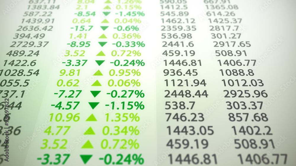 Stock market board. Display and monitors growth and loss of the shares ...