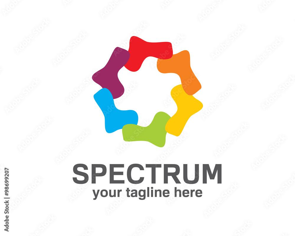 Spectrum logo design with rainbow color. Circle loop symbol vector ...
