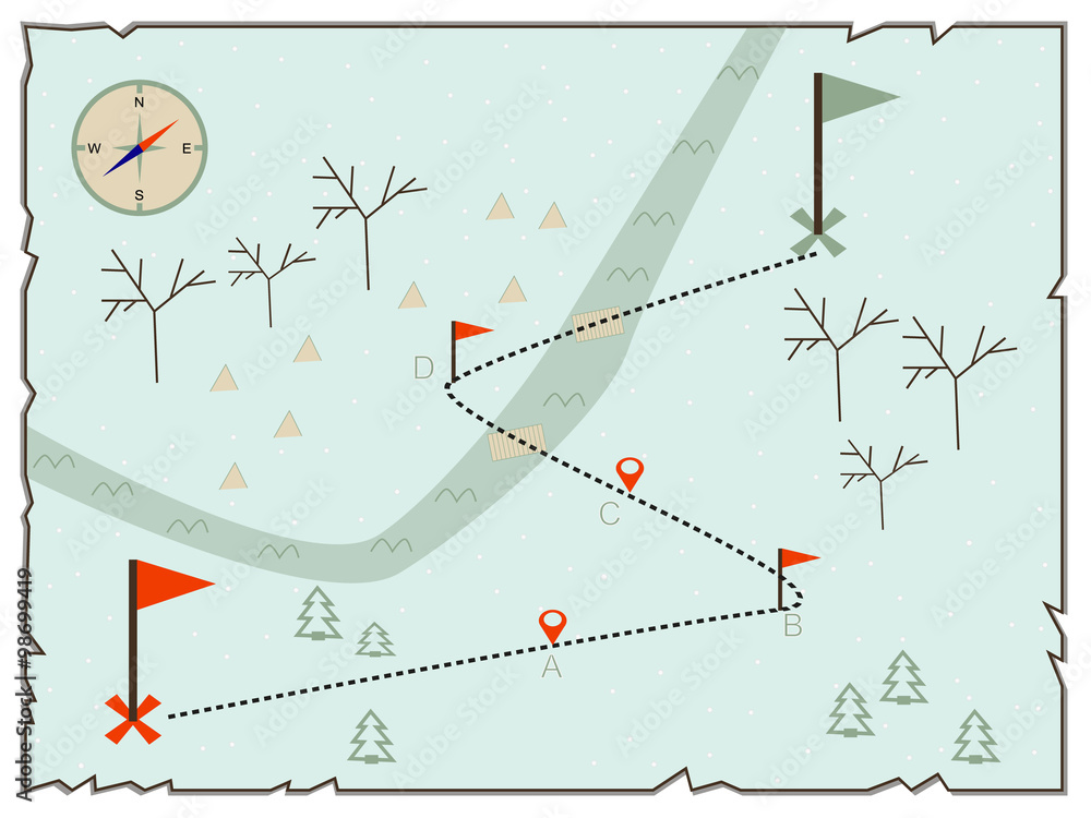 Map of treasure island (treasure map, old map, illustration of the ...