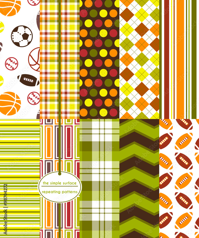 Vettoriale Stock Sports seamless pattern swatch. Repeating patterns for ...