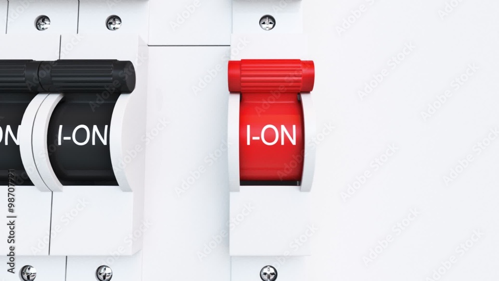 Trip Switch Fuse box. Switches, lights turned off. Electricity Power ...