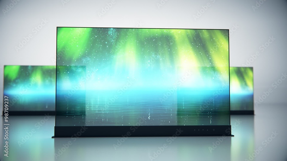 Flat Screen translucent TV. Future technology see-through display ...