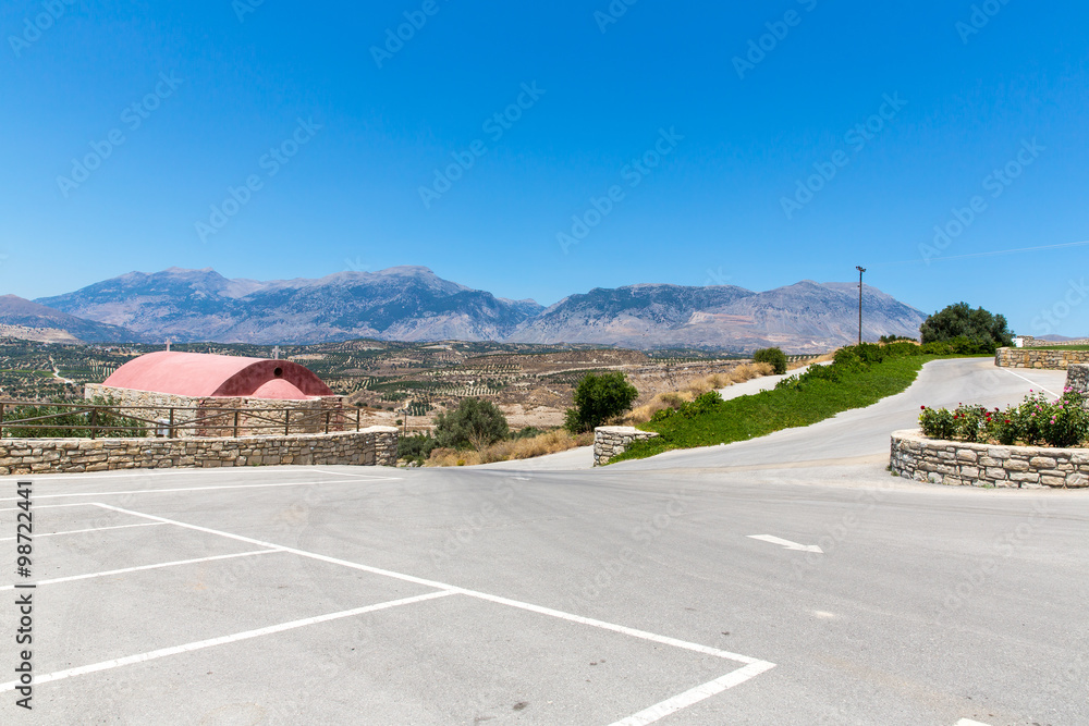 Monastery (friary) in Messara Valley at Crete island in Greece. Messara ...