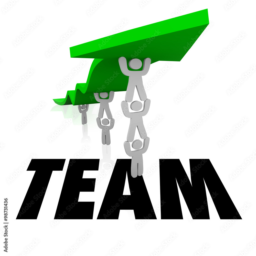 Team Word People Working Together Lift Arrow Stock Illustration | Adobe ...