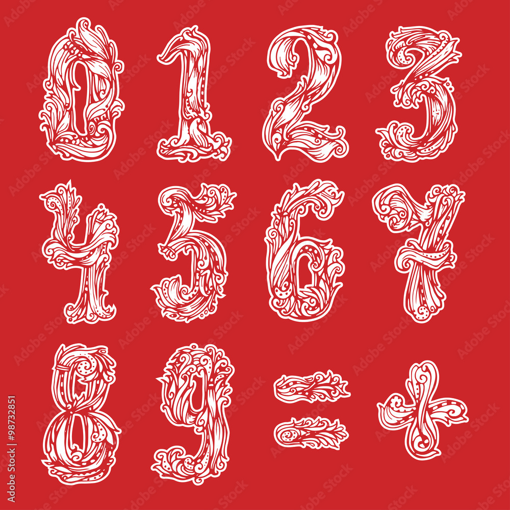 set of original vintage numbers swirl style. Stock Vector | Adobe Stock