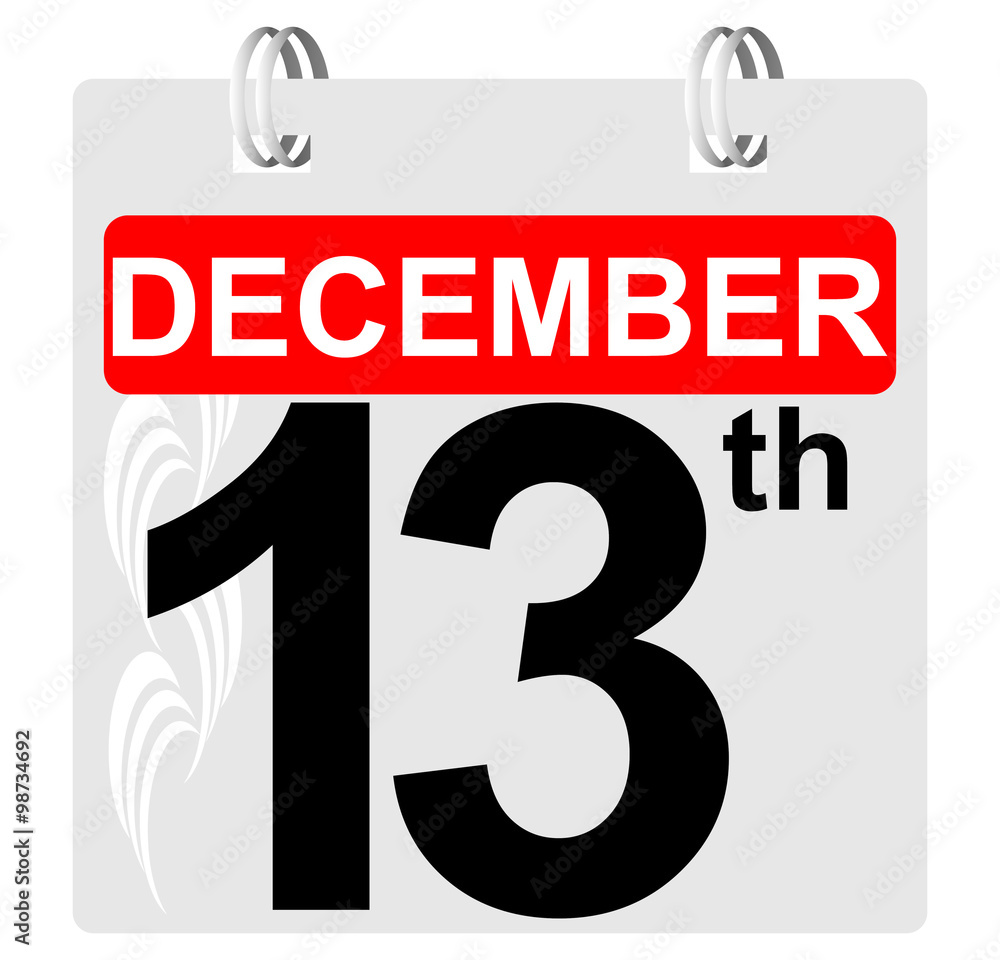 13th december calendar with ornament Stock Vector | Adobe Stock