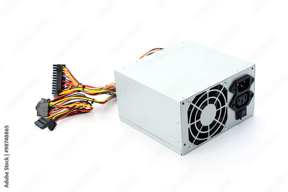 Computer Power Supply Isolated On White Background Stock Photo | Adobe ...