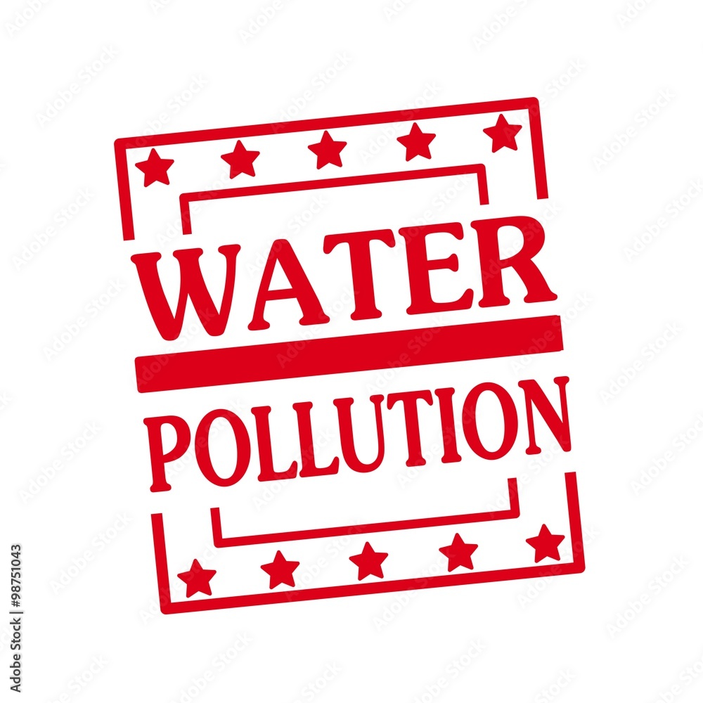 WATER POLLUTION red stamp text on squares on white background Stock ...