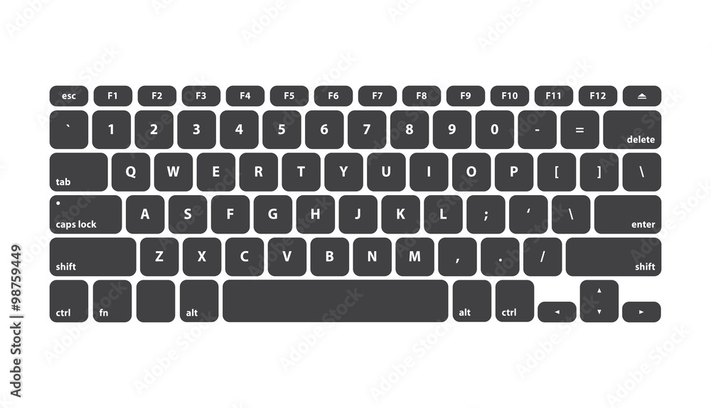 Black Keyboard Stroke QWERTY - Isolated Vector Illustration Stock ...