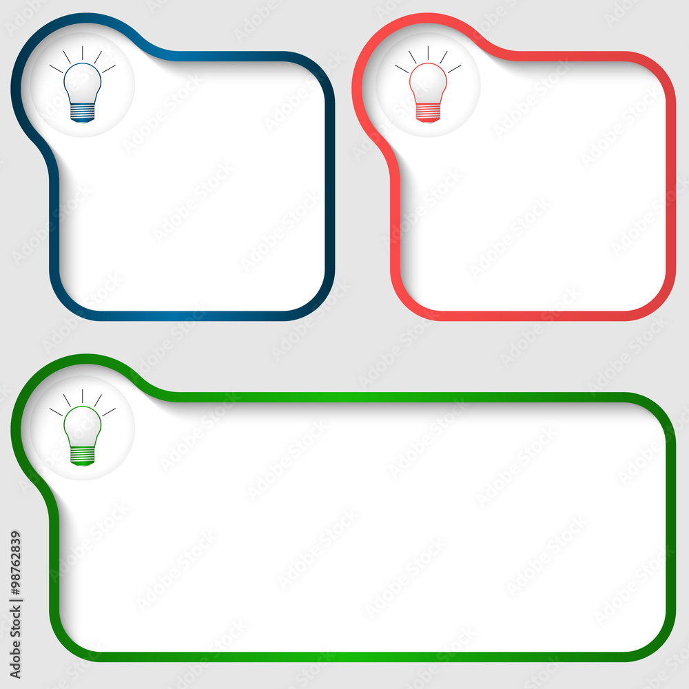 Set of three vector text frame with bulb icon Stock Vector | Adobe Stock