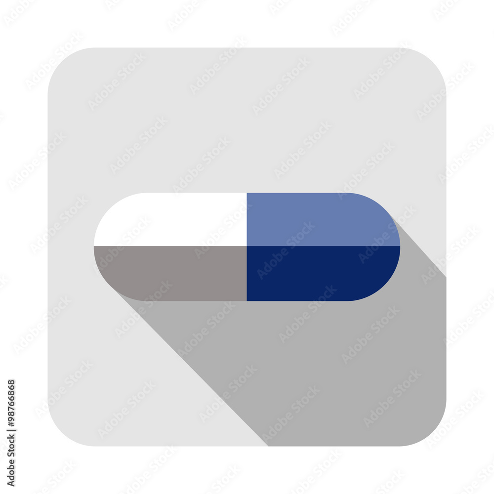 Vector square icon of pill, isolated on the white background Stock ...