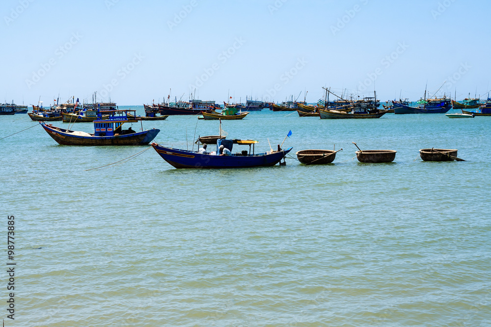 A dock in La Gi & Ke Ga beach, Binh Thuan, Vietnam. The beach are clean ...