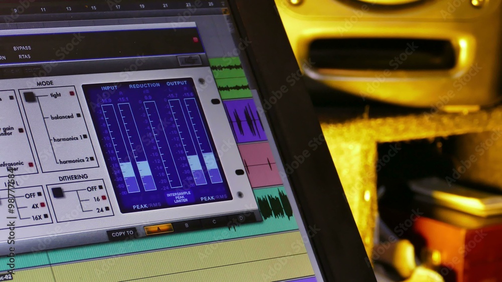 music studio monitor sound wave graph Stock Video | Adobe Stock