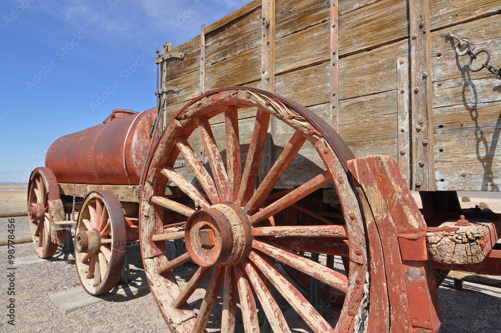Old wagons and water tank at the Harmony Borax Works where 20 Mule ...