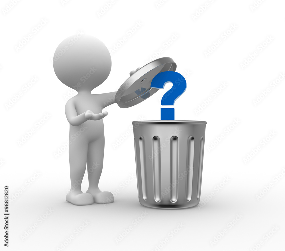 Trash can and question mark Stock Illustration | Adobe Stock