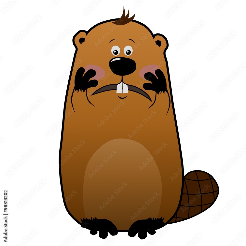 Embarassed cartoon beaver on white background, emotions Stock ...