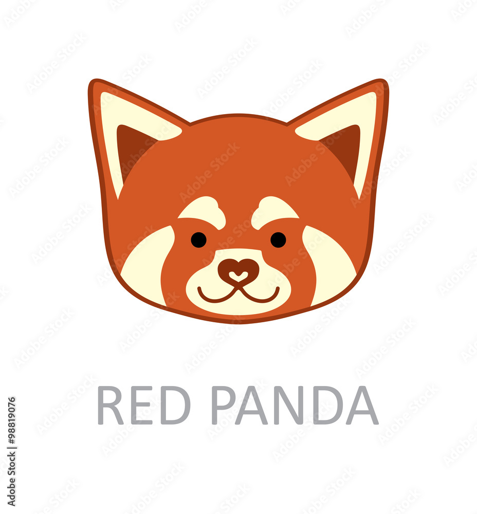 Red panda face - design template. Stock Vector | Adobe Stock
