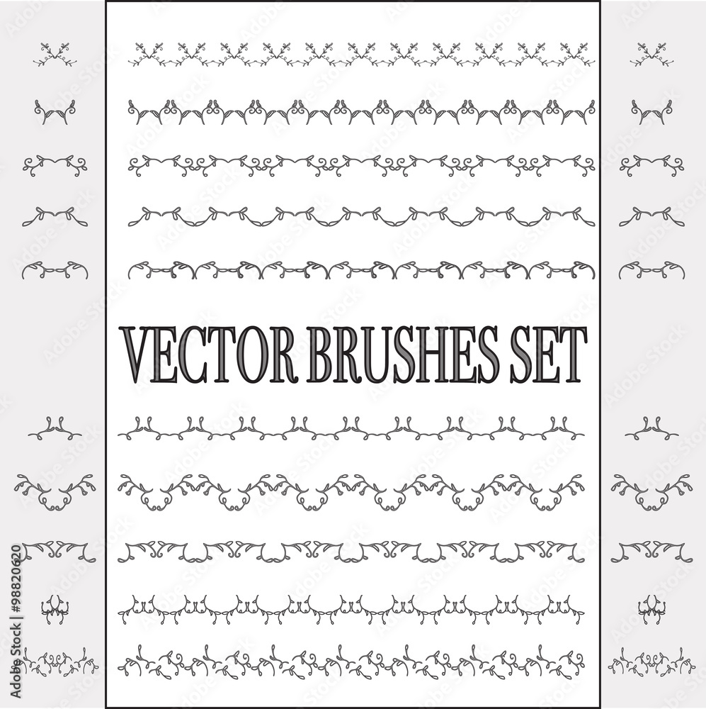 Vector set of seamless ornate and floral brushes. Borders can be used ...