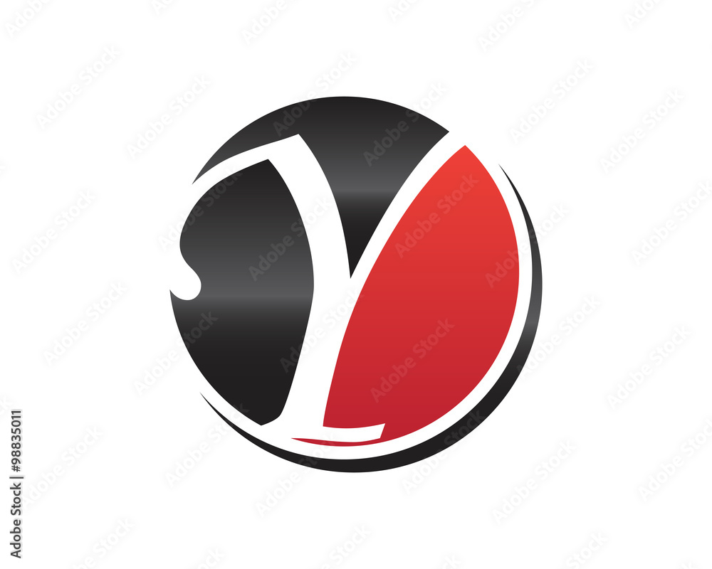 Y Circle Initial Letter Logo. black ann red. Stock Vector | Adobe Stock