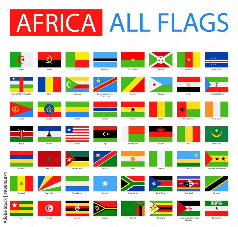 Flags of Africa - Full Vector Collection. Vector Set of Flat African ...