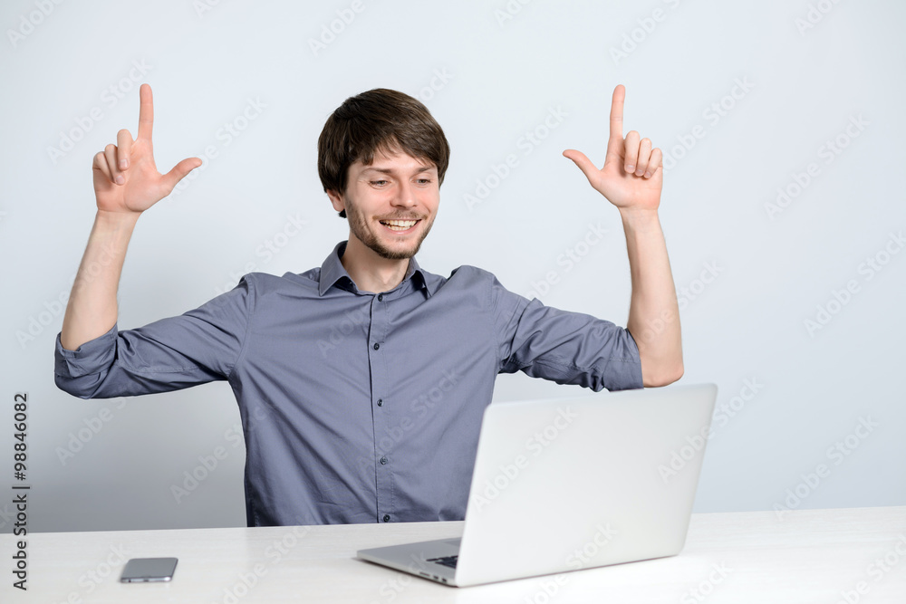 happy man at work Stock Photo | Adobe Stock