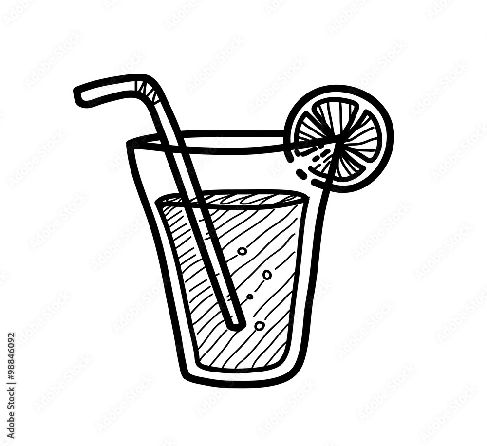 Lemon Juice Doodle, a hand drawn vector doodle illustration of a lemon ...