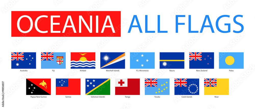 Flags Of Oceania - Full Vector Collection. Vector Set of Flat Oceanian ...