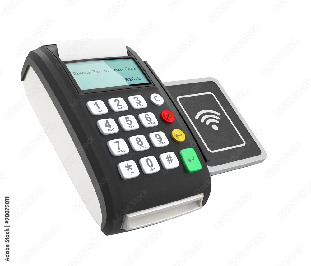 POS device with touch-less pad for nfc system. Smart cashless mobile ...