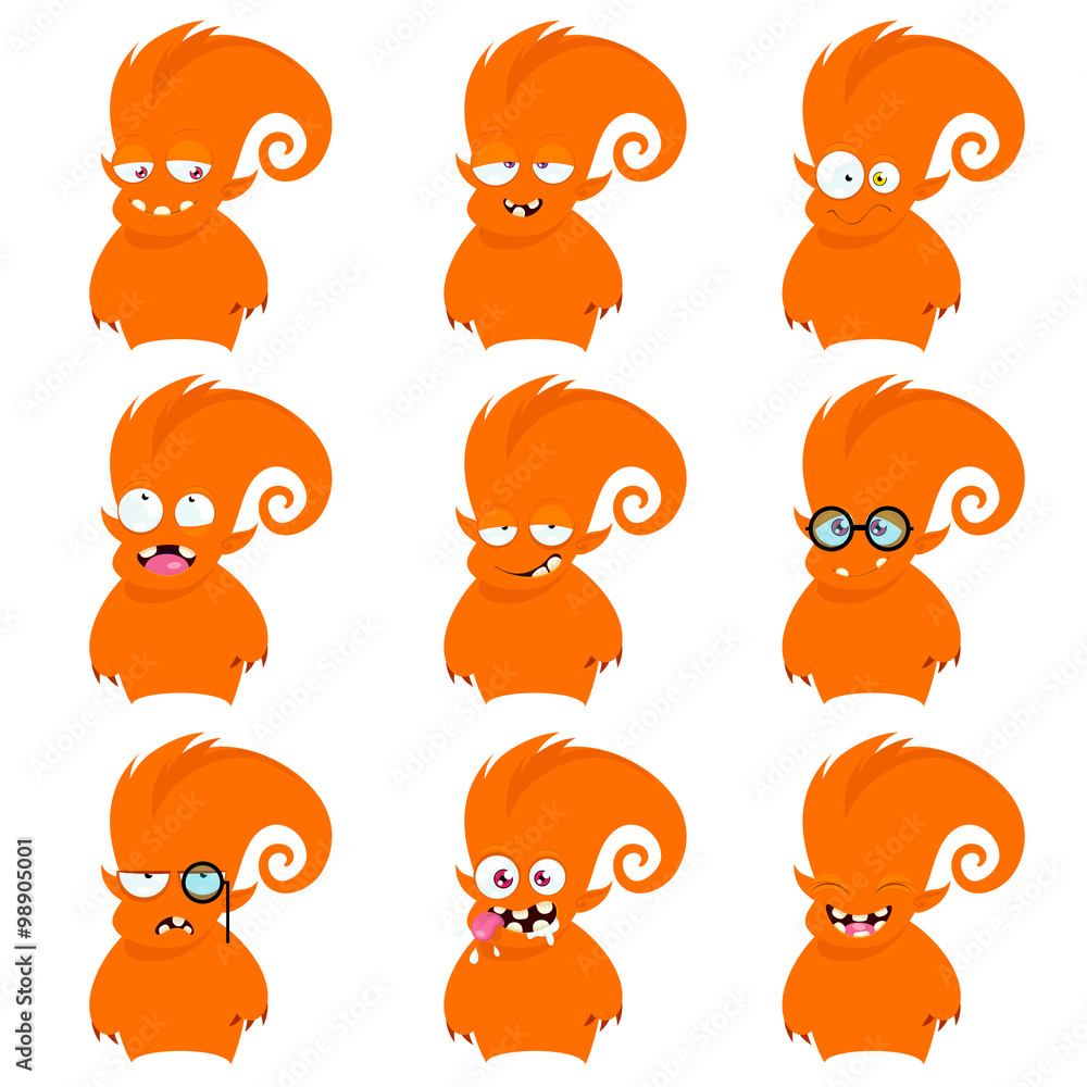 Cartoon monster with different emotions. Stock Vector | Adobe Stock