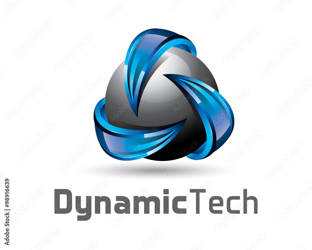 3D logo design with sphere and arrow. Colorful 3D cycle logo vevtor. 3D ...