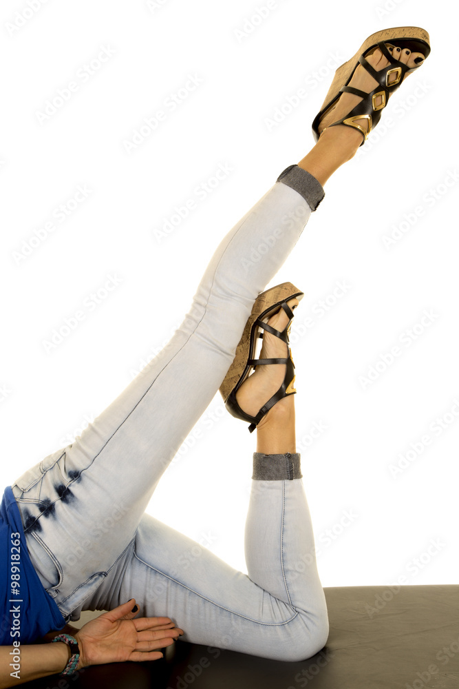 Woman Laying On Belly Legs Together