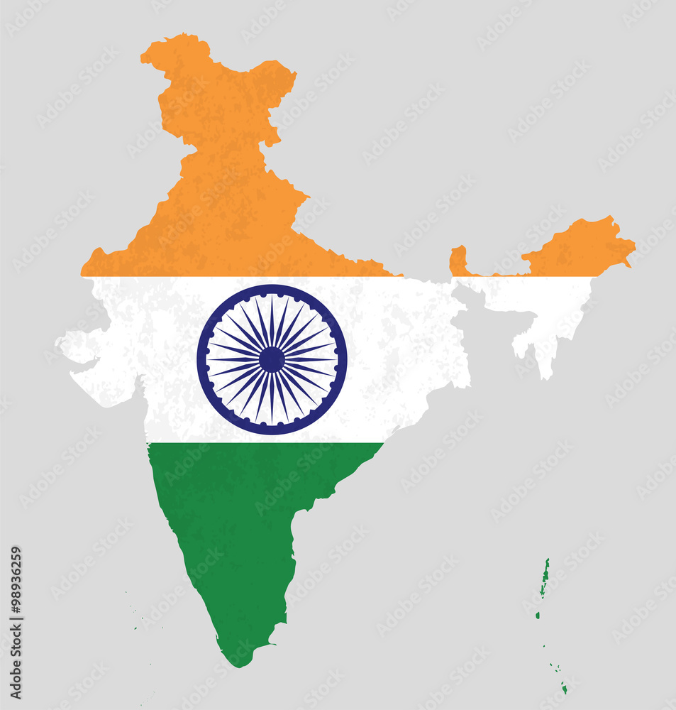 Map of India, Filled with the National Flag Stock Vector | Adobe Stock