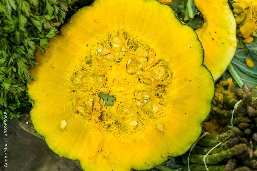 Fotografia do Stock: Big yellow Squash at the market | Adobe Stock