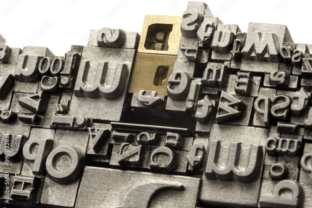 Metal Letterpress Types A background from many historic typographical ...