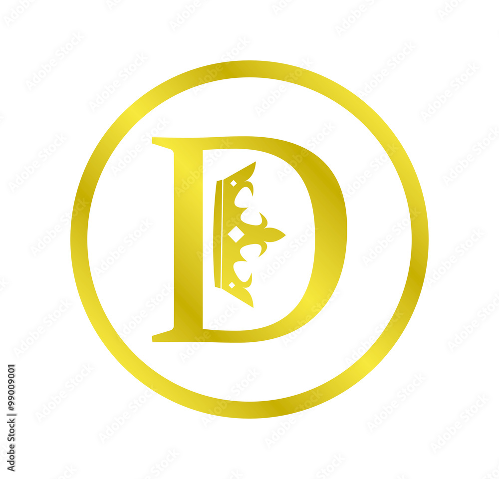 alphabet golden circle letter D with crown Stock Vector | Adobe Stock