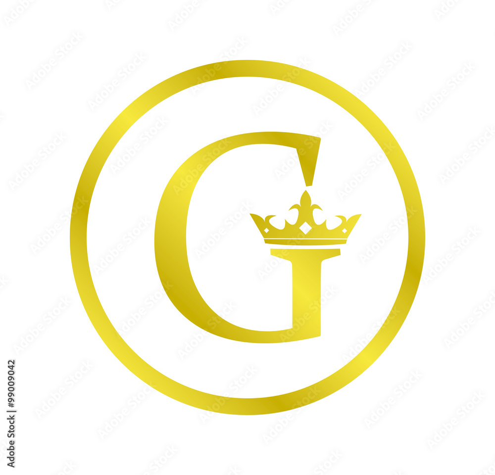 alphabet golden circle letter G with crown Stock Vector | Adobe Stock