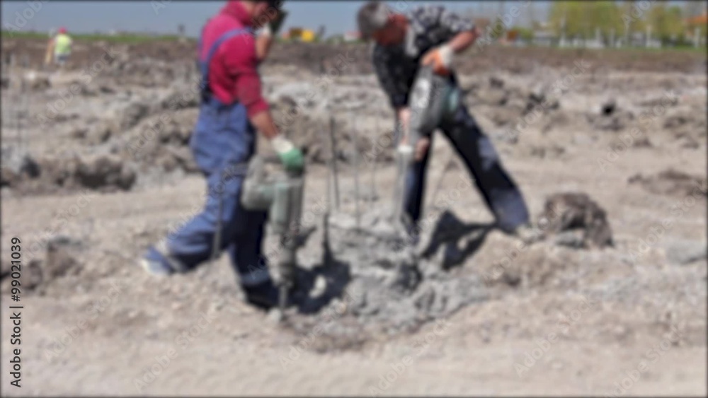 Reinforced concrete pillar picking from foundation of a new building ...