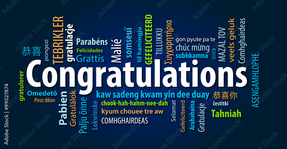 Congratulations in Different Languages Illustration Stock | Adobe Stock