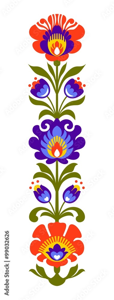Polish folk flowers papercut Stock Vector | Adobe Stock
