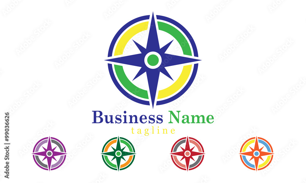 Compass Logo Vector With Five Color Options Stock Vector | Adobe Stock