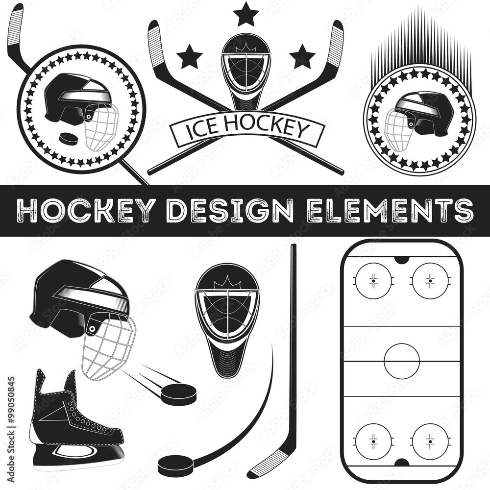 Vector ice hockey design elements set/ For your projects, invitations ...