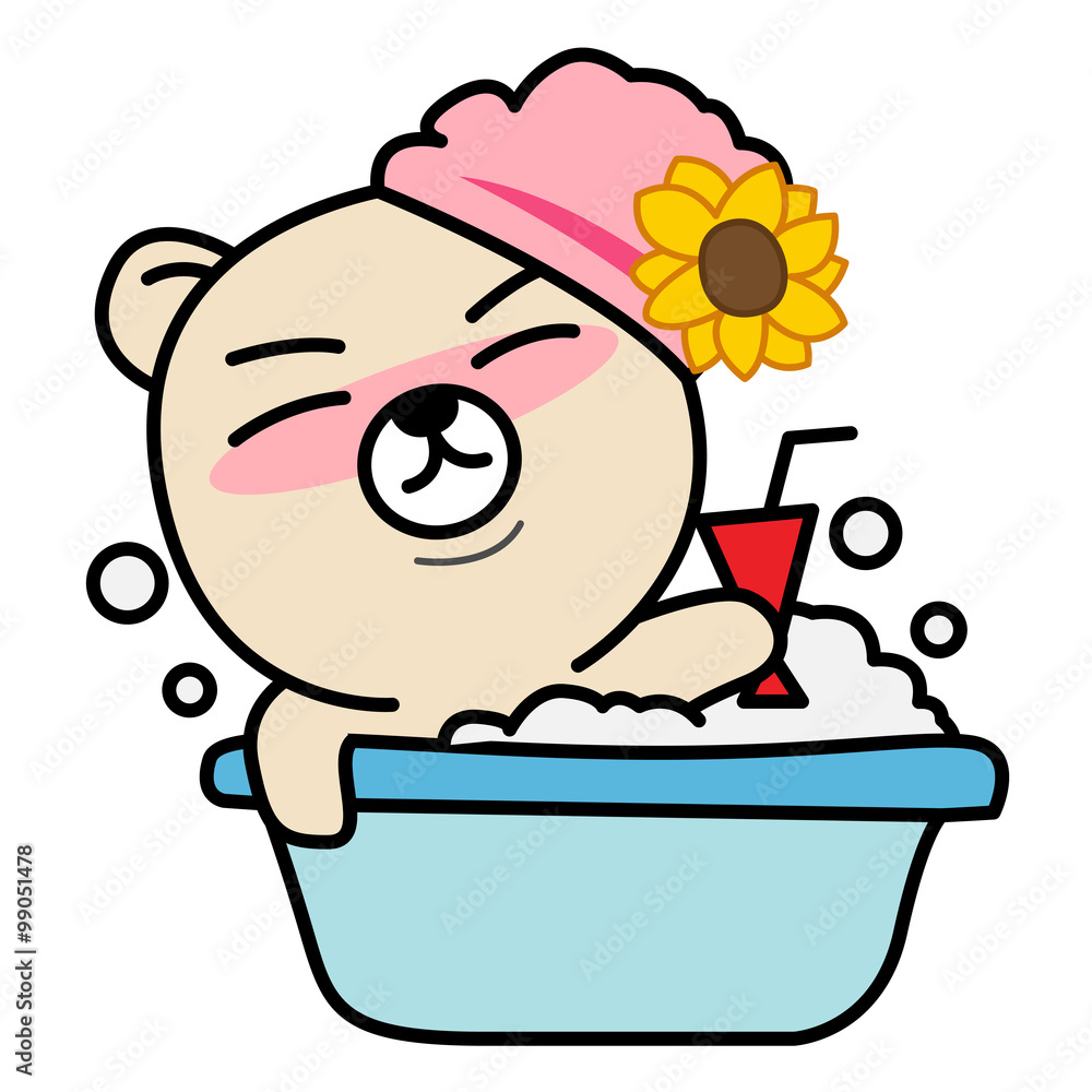 Cartoon bear take a bath Stock 벡터 | Adobe Stock