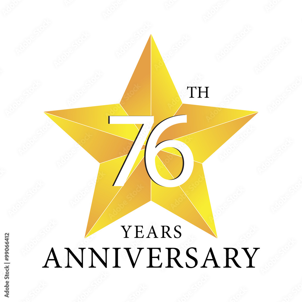 76th years anniversary star Stock Vector | Adobe Stock