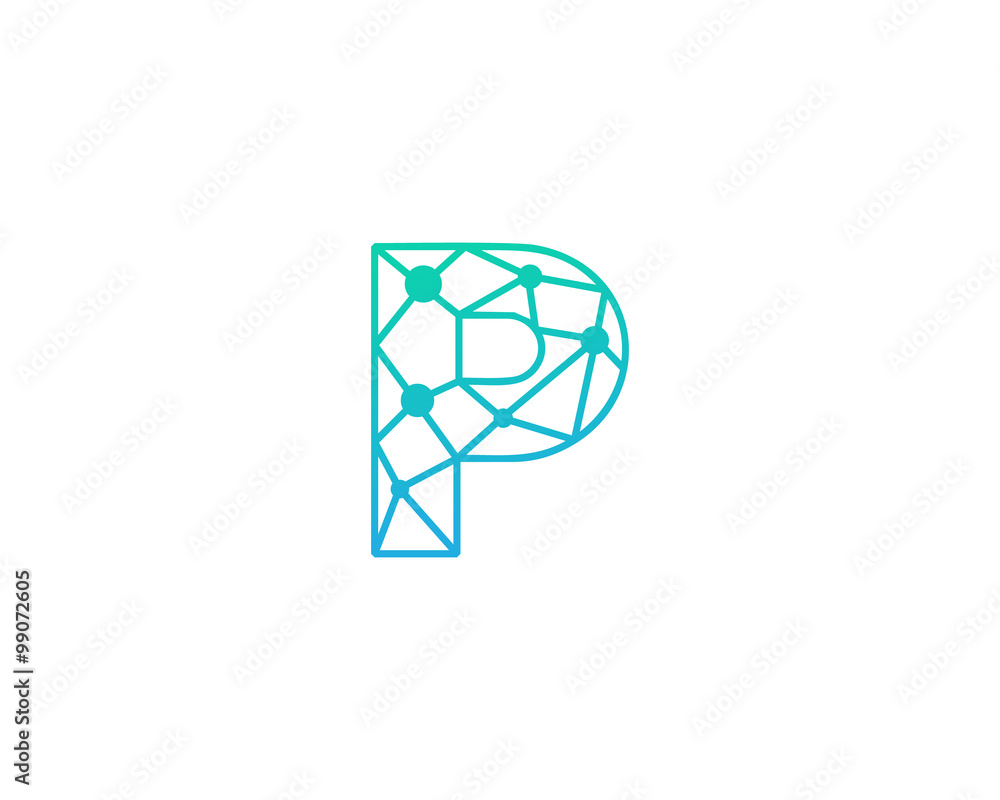 Connect Line Letter P Logo Design Template Element Stock Vector | Adobe ...