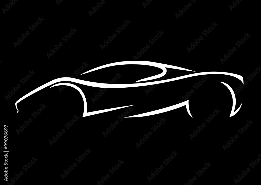 Concept supercar vehicle silhouette. Vector illustration. Stock Vector ...