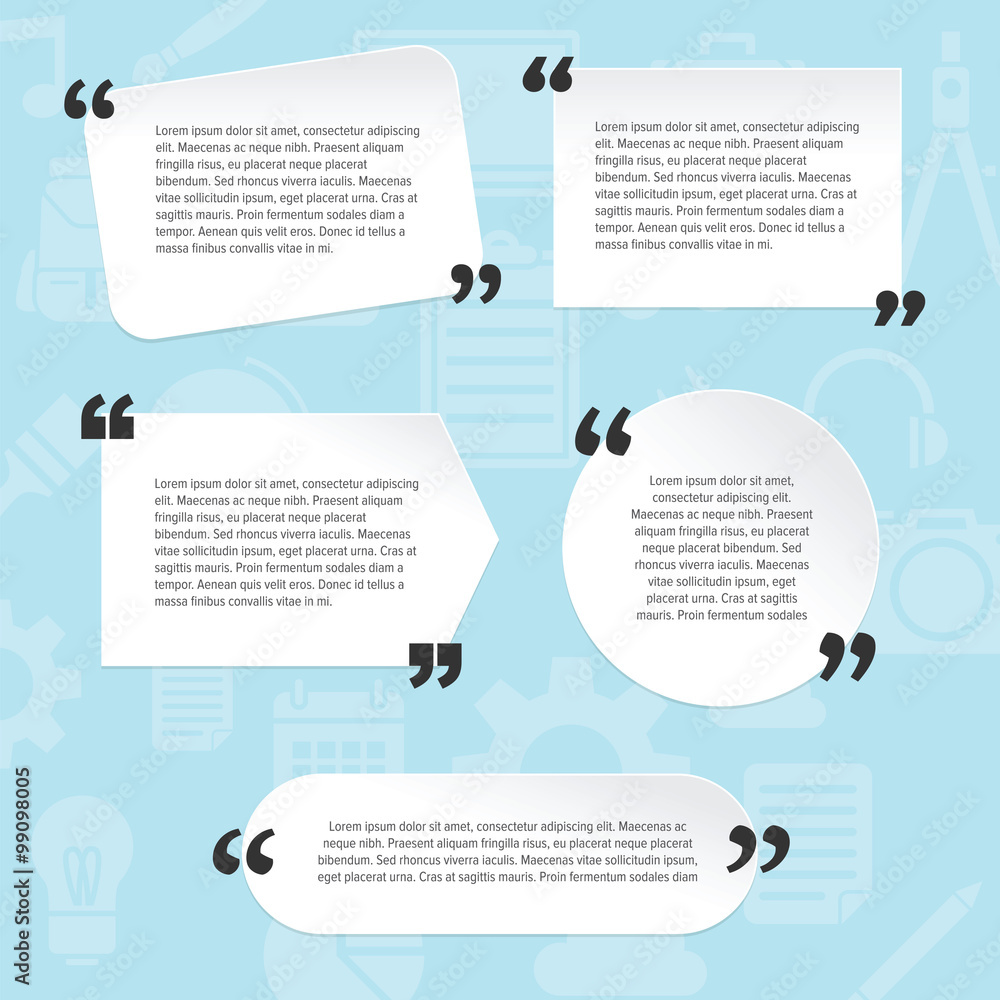 Quotation Mark speech bubble blank template with blue background Stock ...